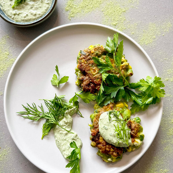 Eat Your Greens - Pea and Feta Fritters - Fine Fettle